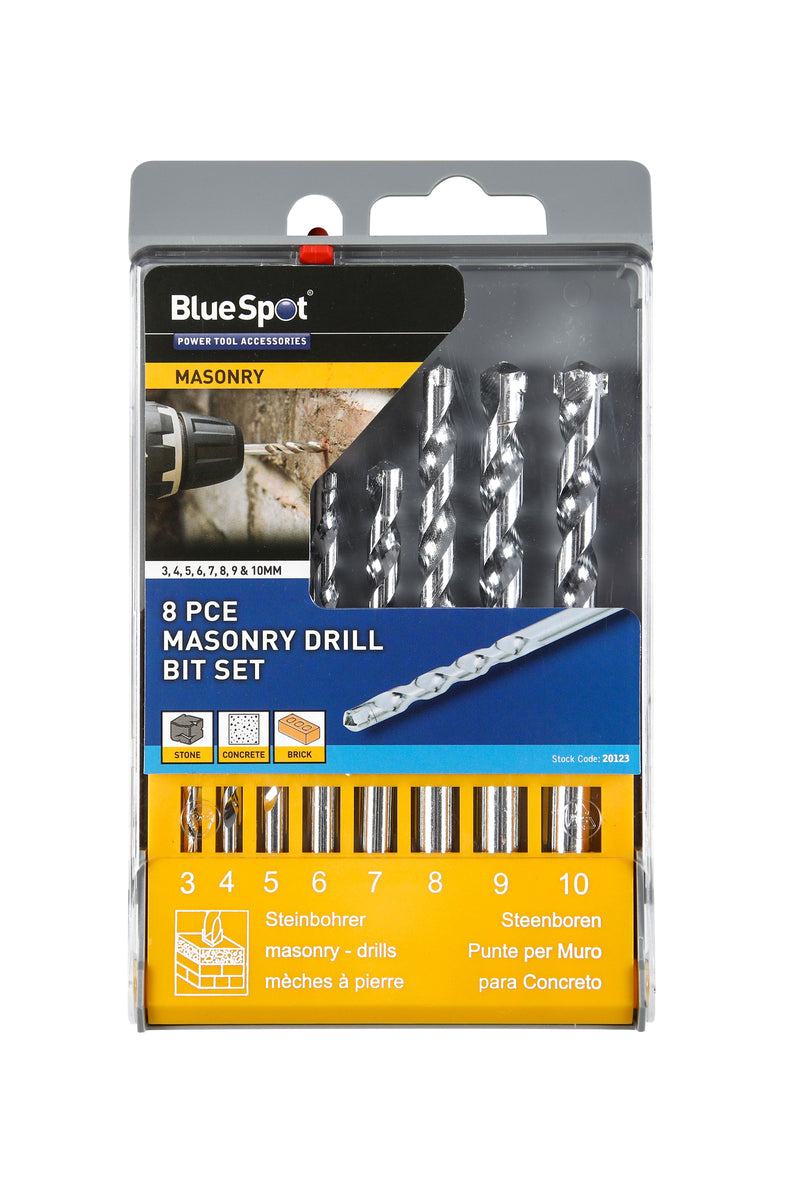 Blue Spot 8 Piece Masonry Drill Bit Set 3mm 10mm