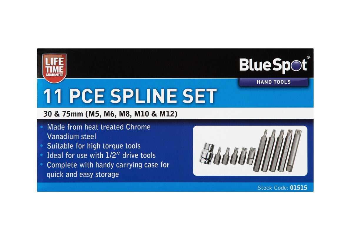 Blue Spot 11 Piece 1/2" Spline Set (M5-M12) – Just The Job Supplies Ltd