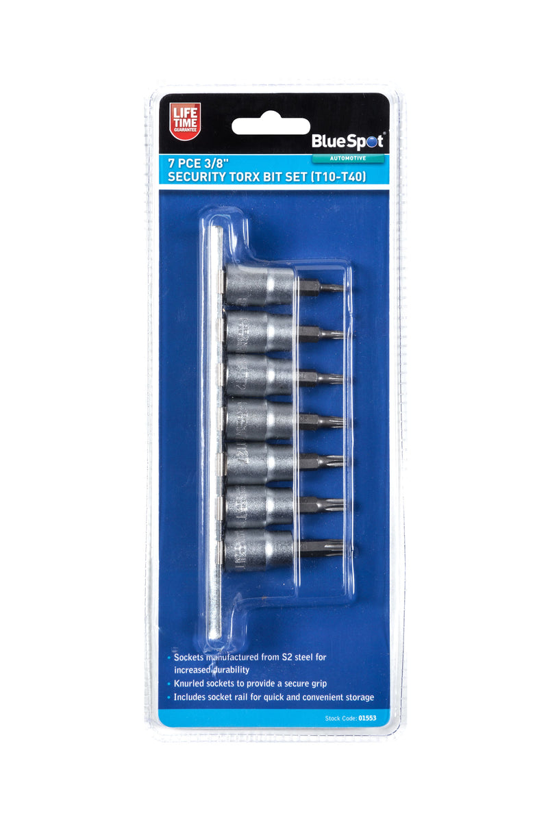 Blue Spot 7 Piece 3/8" Security Torx Bit Set (T10-T40) – Just The Job ...