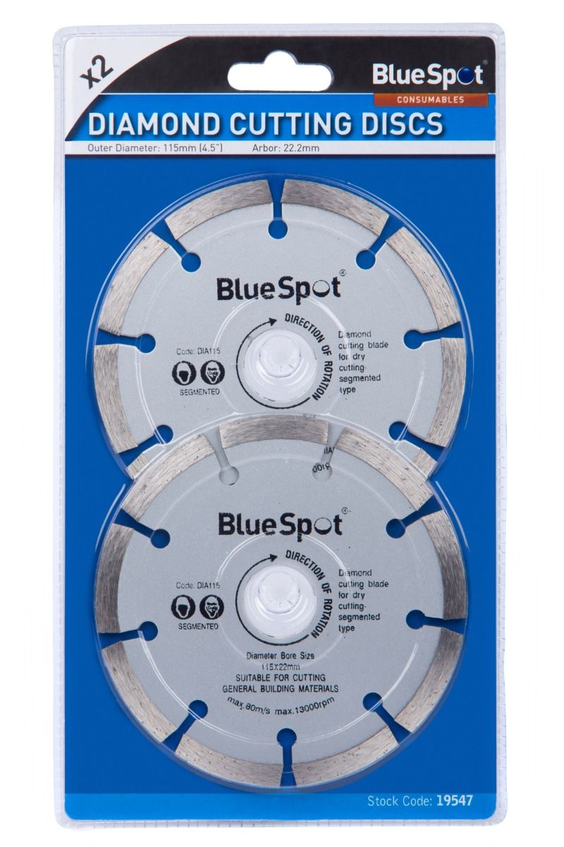 Blue Spot 2 Piece 115mm (4.5") Segmented Diamond Dry Cutting Disc ...