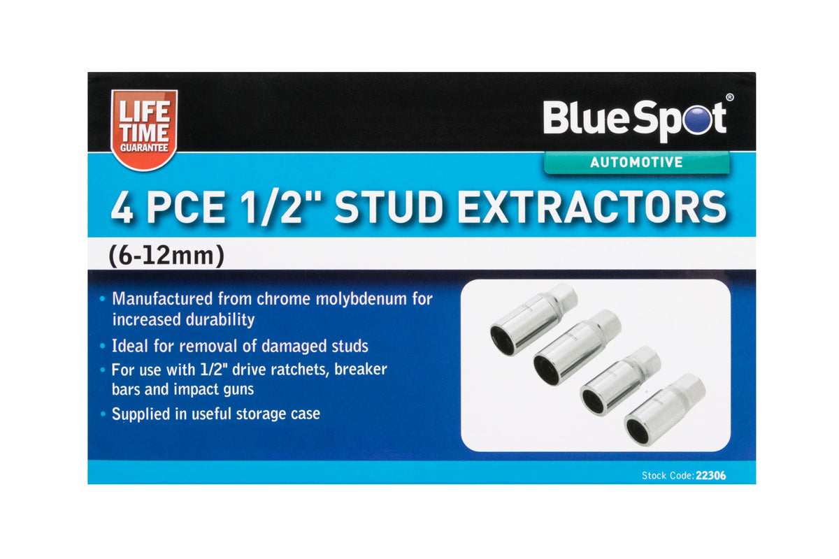 Blue Spot 4 Piece 1/2" Stud Extractors (6-12mm) – Just The Job Supplies Ltd