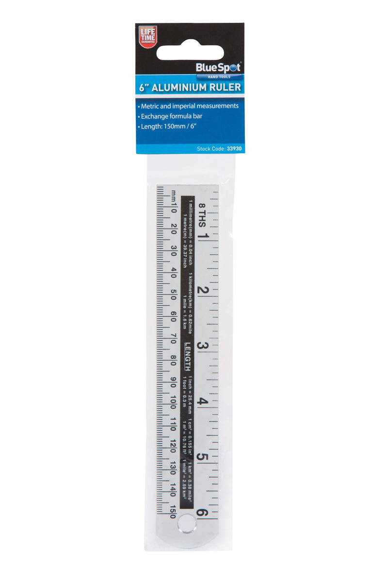 Blue Spot 150mm (6") Aluminium Ruler – Just The Job Supplies Ltd