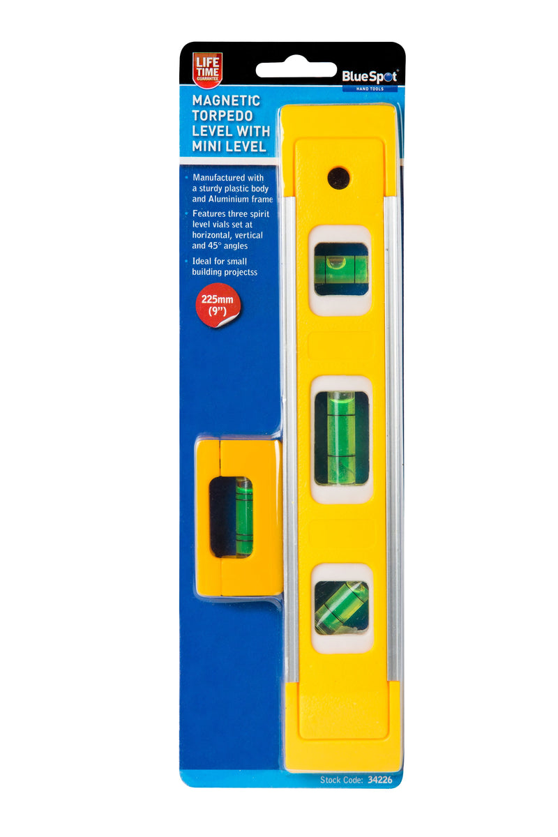 Blue Spot 225mm (9") Magnetic Torpedo Level With Mini Level – Just The ...