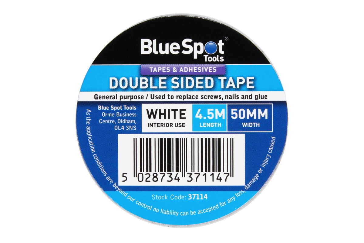 Blue Spot 48mm x 4.5M White Double Sided Tape – Just The Job Supplies Ltd