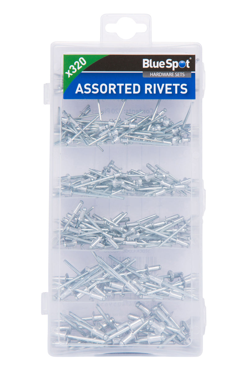 Blue Spot 320 Piece Assorted Blind Rivet Set (2.4mm, 3.2mm, 4.0mm, 4.8 ...