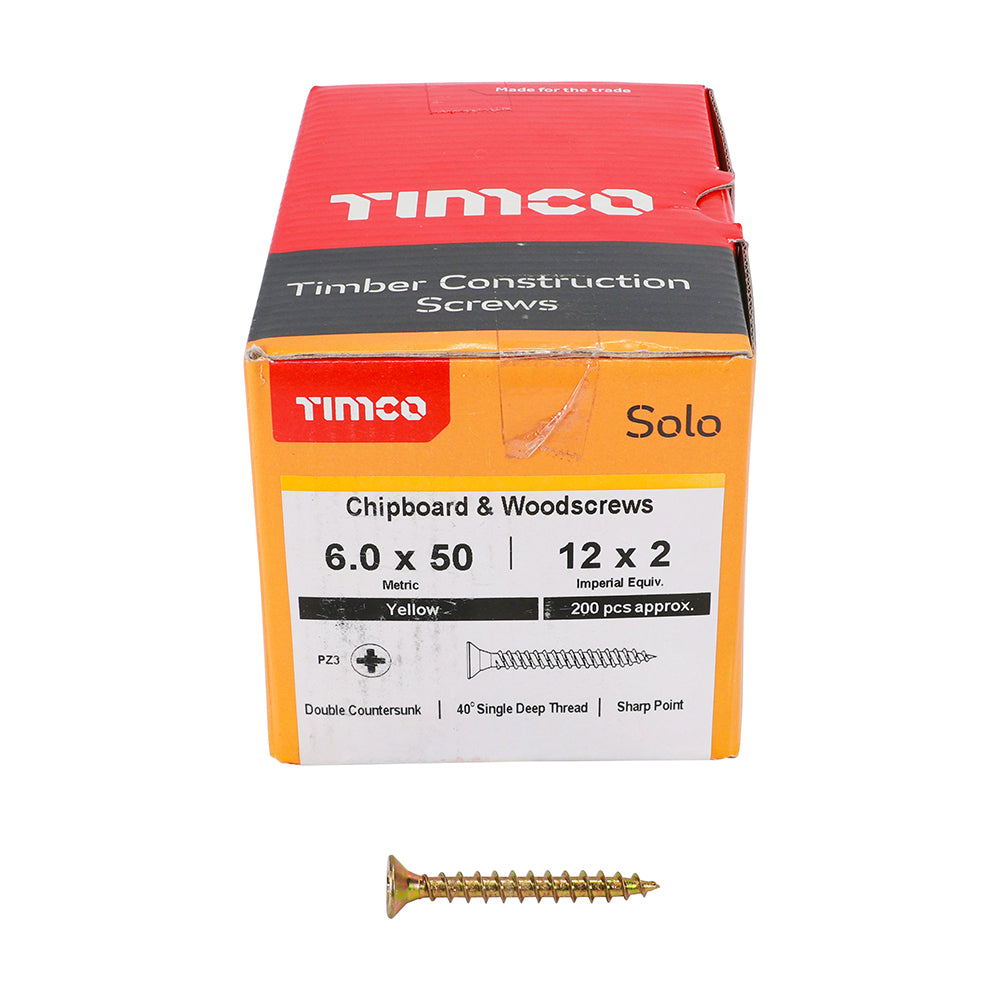 Timco 6mm - Woodscrews CSK - Yellow Passivated – Just The Job Supplies Ltd