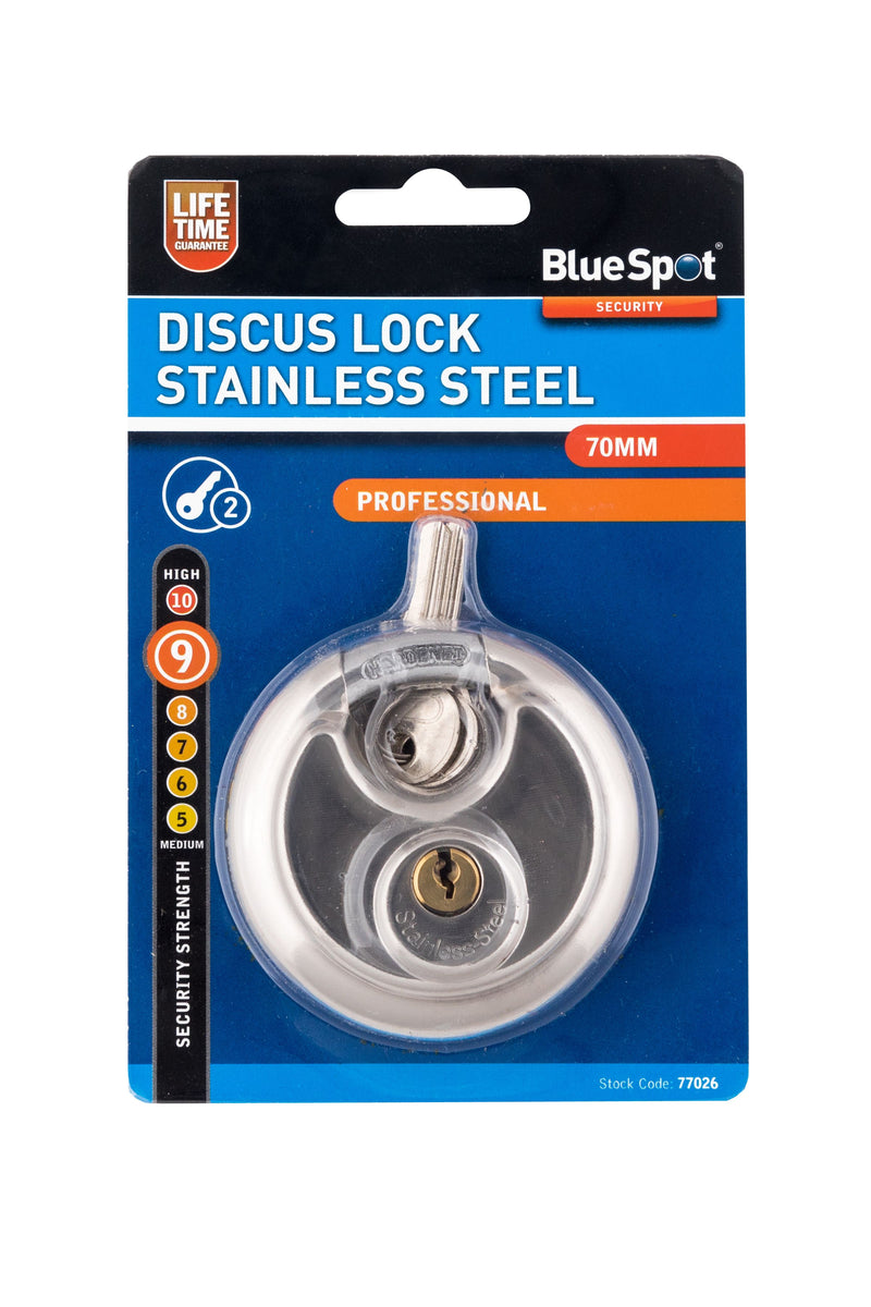 Blue Spot 70mm Discus Lock Stainless Steel – Just The Job Supplies Ltd